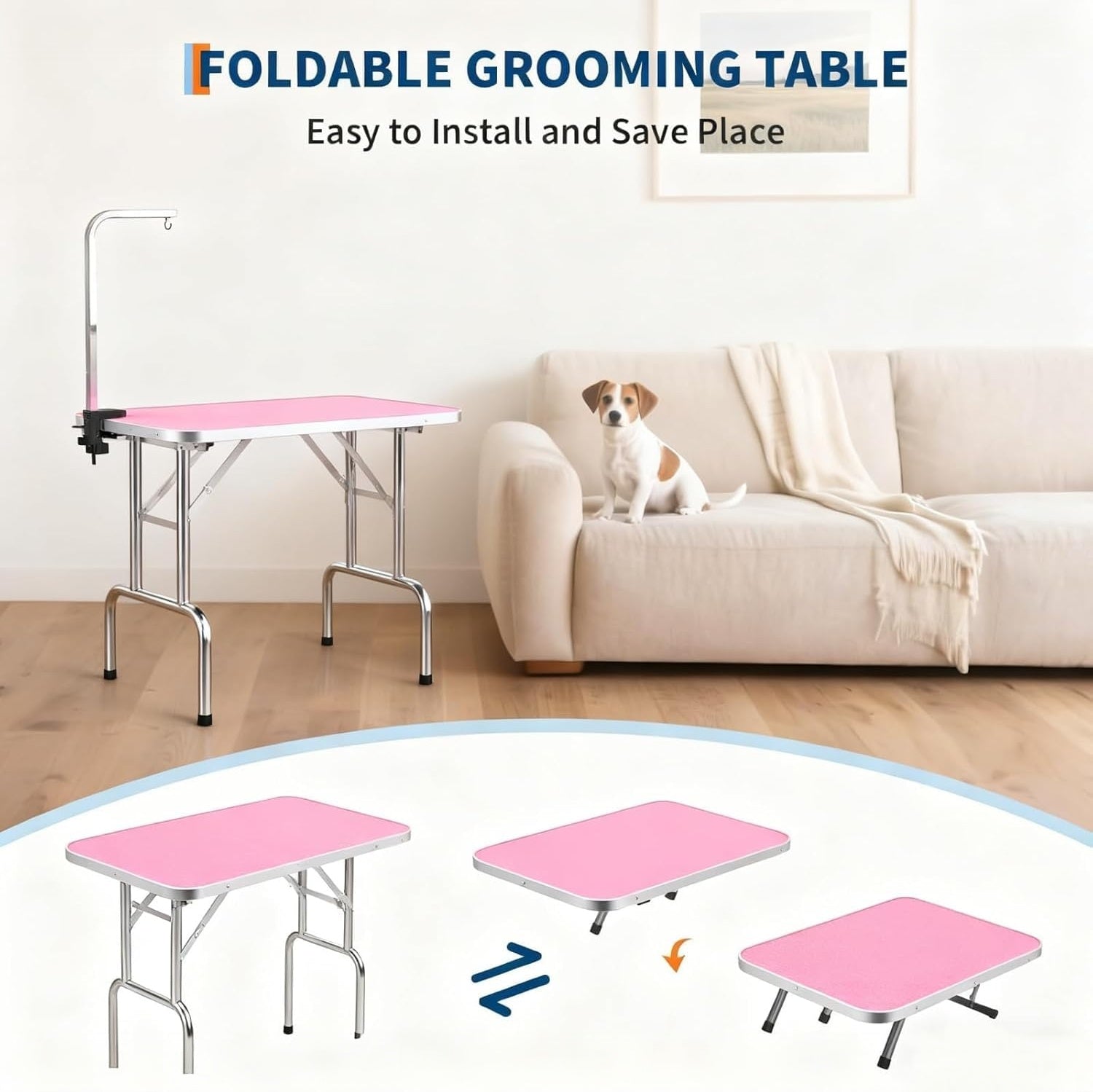 Garvee Heavy-Duty Adjustable Dog Grooming Table with Arm, Safety Noose ...