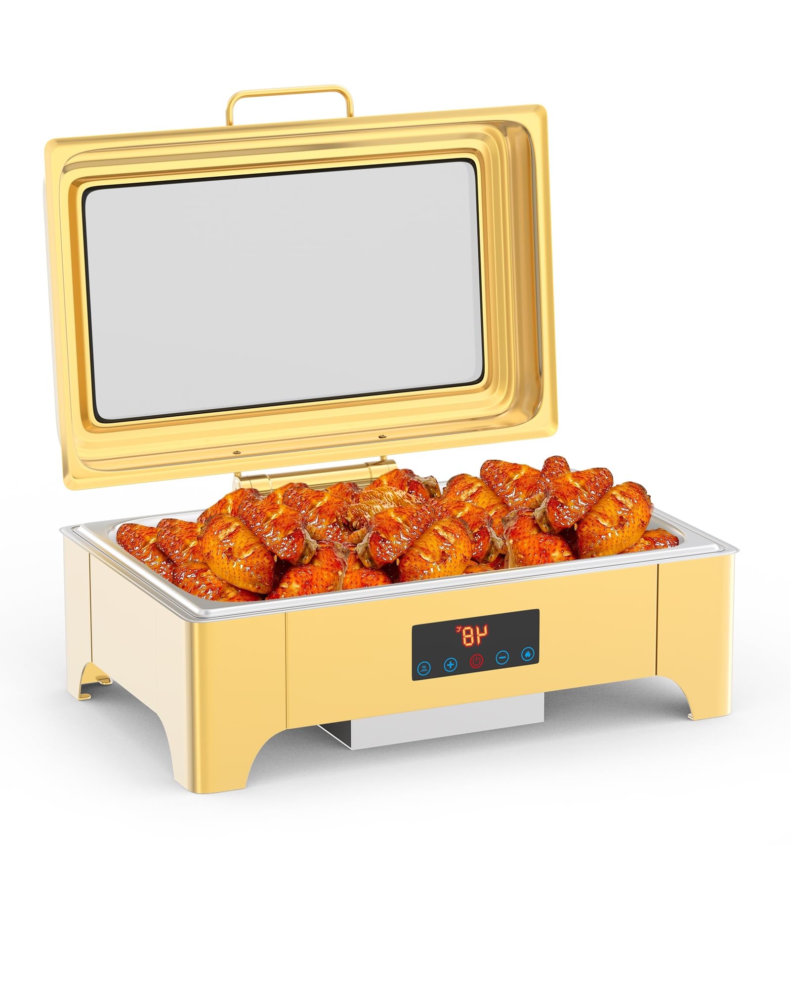 Garvee 9QT Electric Chafing Dish Touch Screen Buffet Roll Top Set Gold