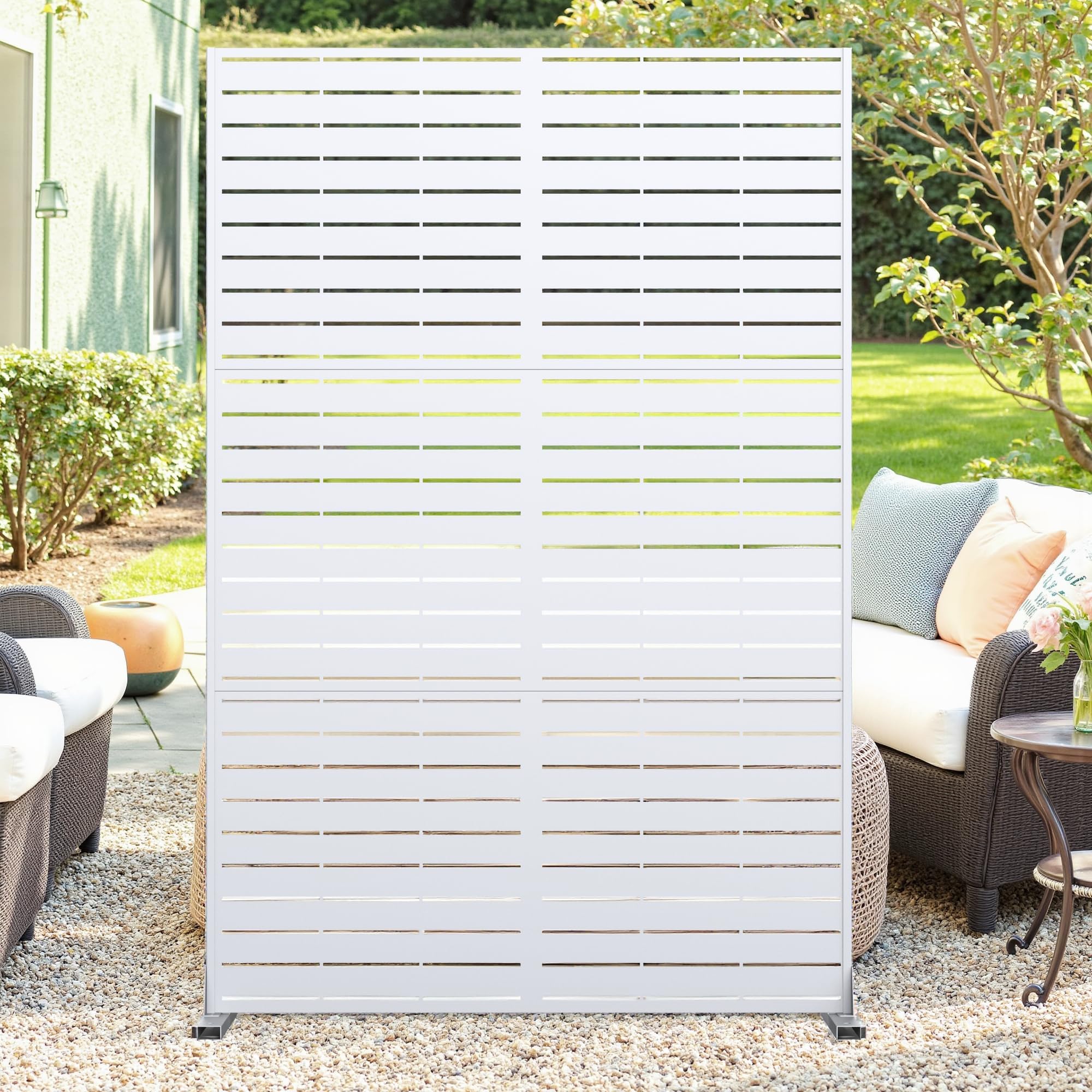 Garvee Metal Privacy Screen Outdoor 72" H x 47" W Galvanized Steel Wea
