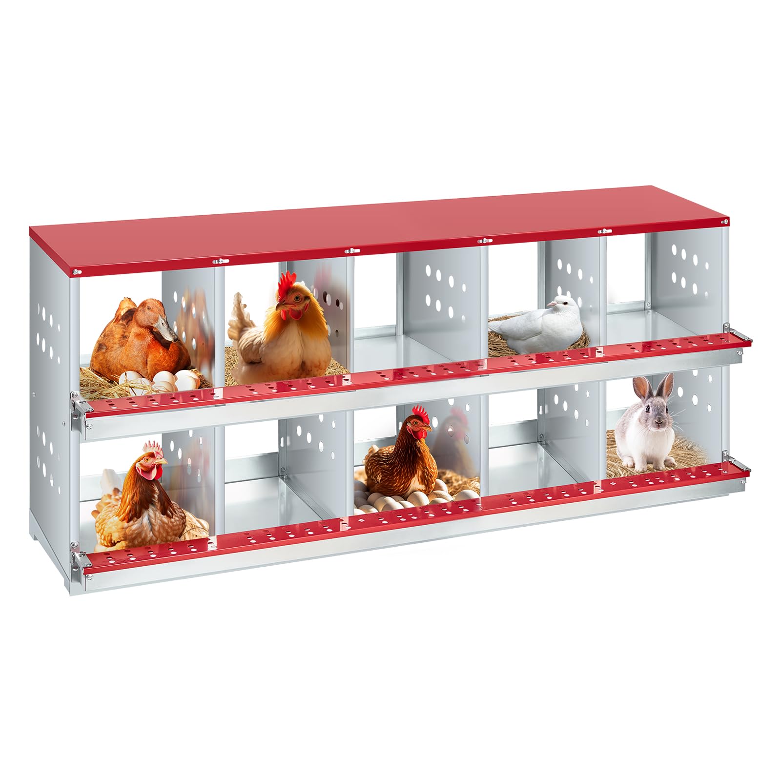 Garvee 10-Compartment Chicken Nesting Box Galvanized Steel Roll-Away ...