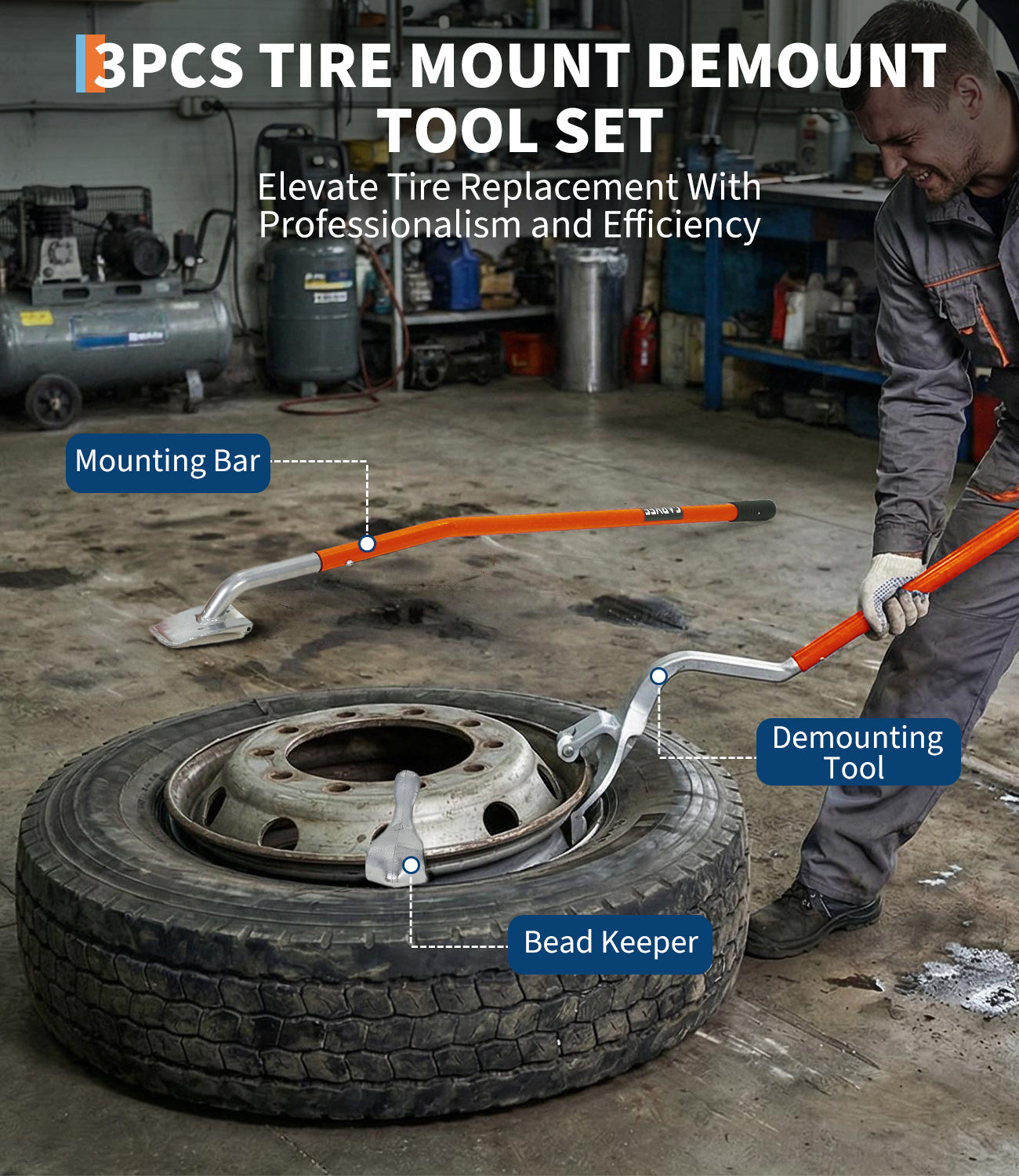 Garvee Tire Mount Demount Tool Kit Manual Tire Changer w/Bead Keeper f